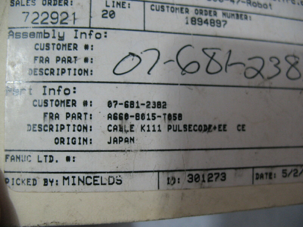 Fanuc A660-8015-T058 Cable Assembly – Industrial ROBOT MRO